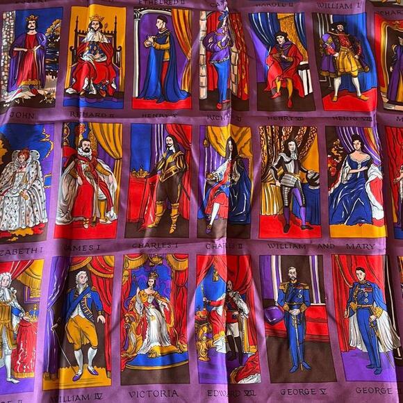 Accessories | Jacqmar Silk Scarf Kings Queens Of England Historical ...